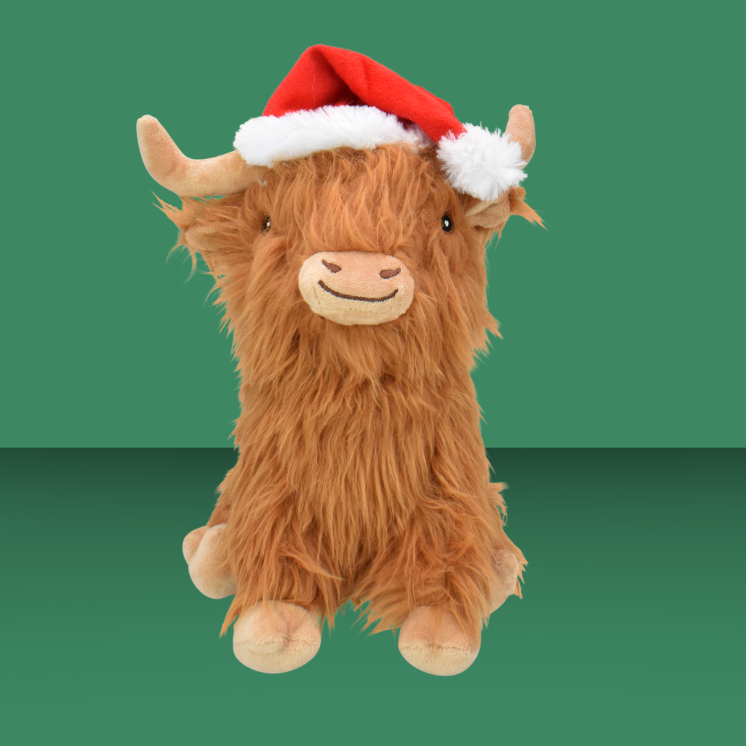 Multipet Holiday Highland Cow Shaggy w/ Santa Hat – Lizzi & Rocco's